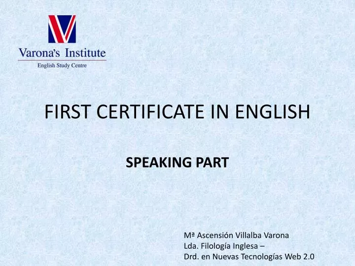 PPT - FIRST CERTIFICATE IN ENGLISH PowerPoint Presentation, free ...