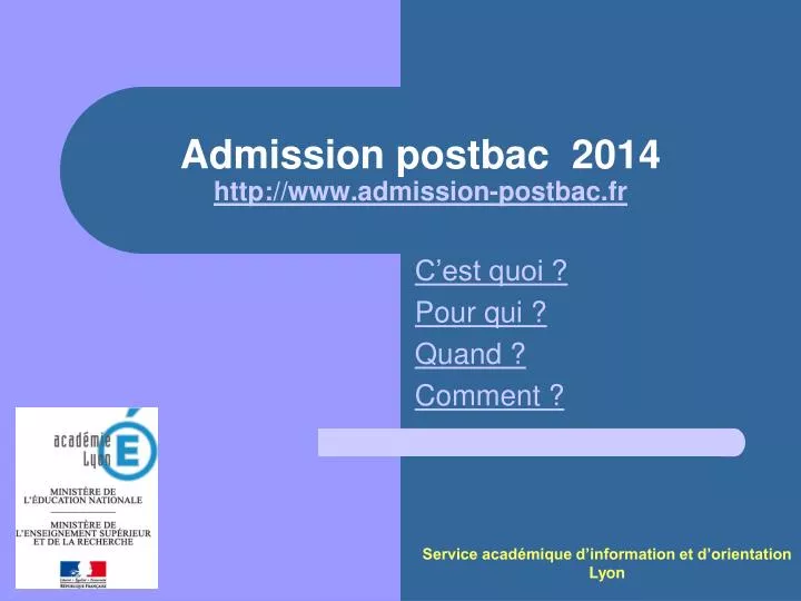 PPT - Admission postbac 2014 admission-postbac.fr PowerPoint Presentation - ID:5051674