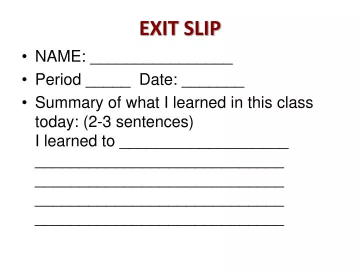 PPT - EXIT SLIP PowerPoint Presentation, free download - ID:5056808