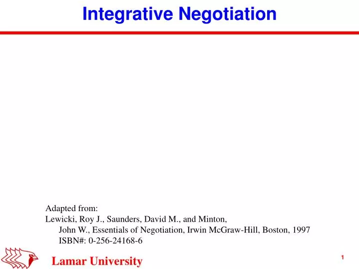 PPT - Integrative Negotiation PowerPoint Presentation, free download ...