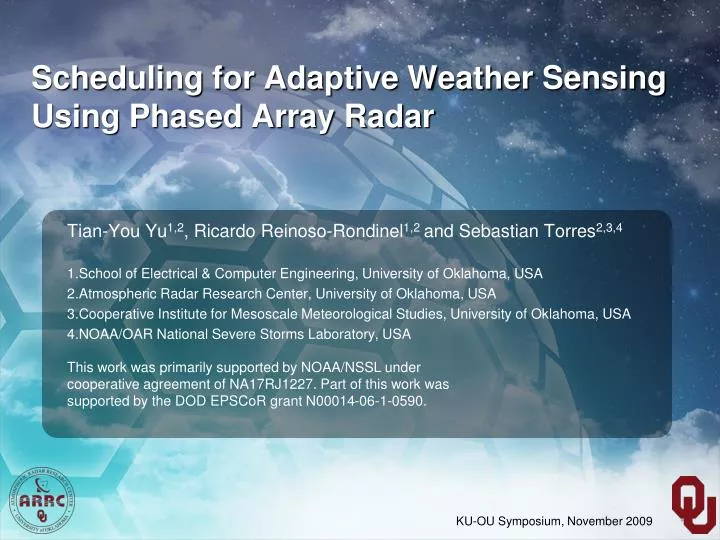 PPT - Scheduling for Adaptive Weather Sensing Using Phased Array Radar ...
