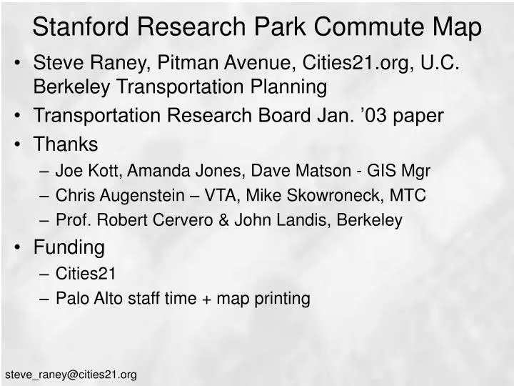 PPT - Stanford Research Park Commute Map PowerPoint Presentation, free ...