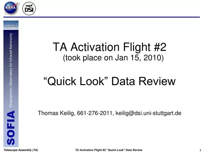 PPT - TA Activation Flight #2 (took place on Jan 15, 2010) “Quick Look ...