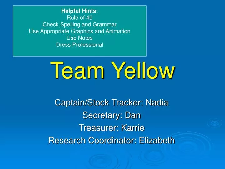 PPT - Team Yellow PowerPoint Presentation, free download - ID:5067087
