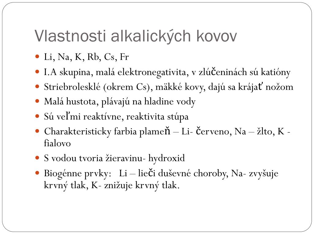 PPT - Alkalické kovy Chémia pre 8. ročník ZŠ PowerPoint Presentation ...