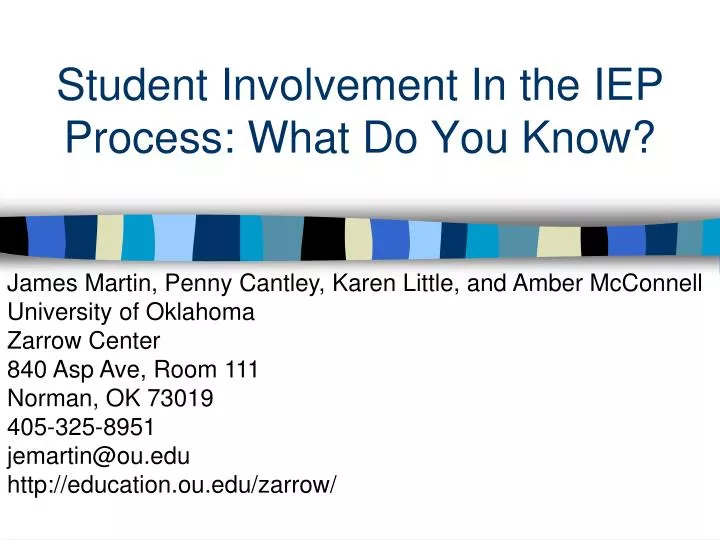 PPT - Student Involvement In the IEP Process: What Do You Know ...