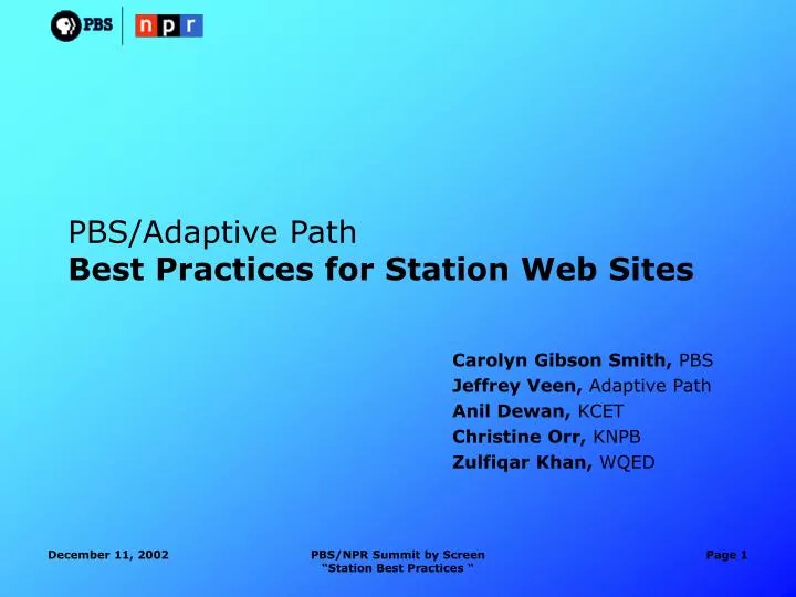 PPT - PBS/Adaptive Path Best Practices for Station Web Sites PowerPoint ...
