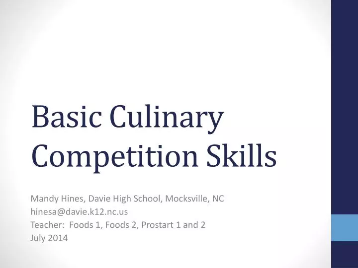 PPT - Basic Culinary Competition Skills PowerPoint Presentation, free ...