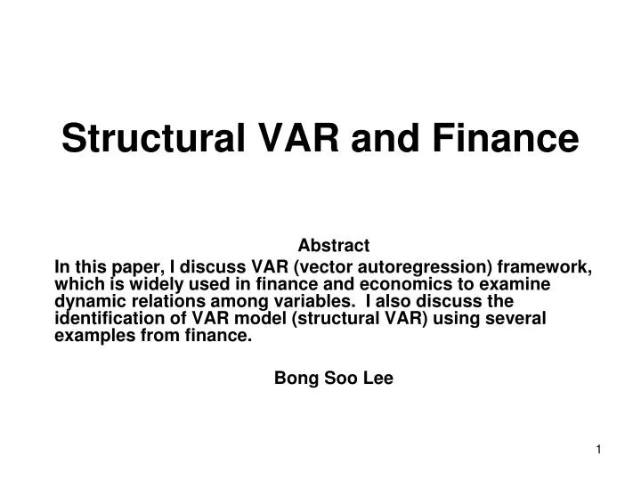 PPT - Structural VAR and Finance PowerPoint Presentation, free download ...