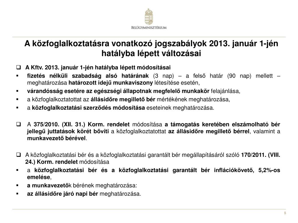 PPT - A közfoglalkoztatás 2013. évi rendszere PowerPoint Presentation ...