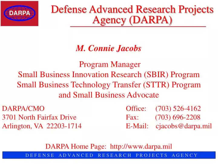 PPT - Defense Advanced Research Projects Agency (DARPA) PowerPoint ...
