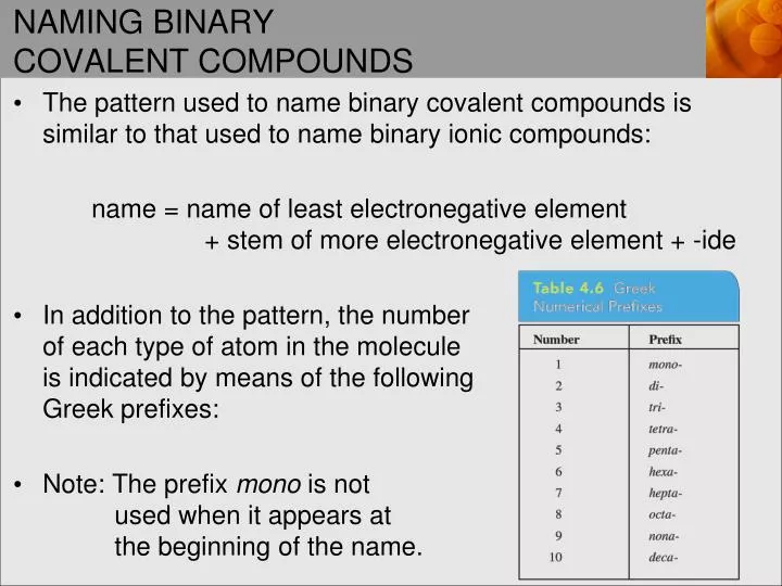 PPT NAMING BINARY COVALENT COMPOUNDS PowerPoint Presentation Free 