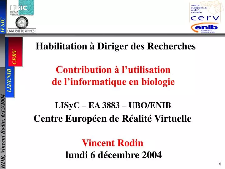 PPT - Habilitation à Diriger des Recherches PowerPoint Presentation ...