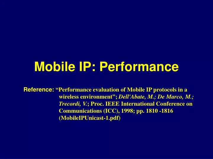 PPT - Mobile IP: Performance PowerPoint Presentation, free download ...