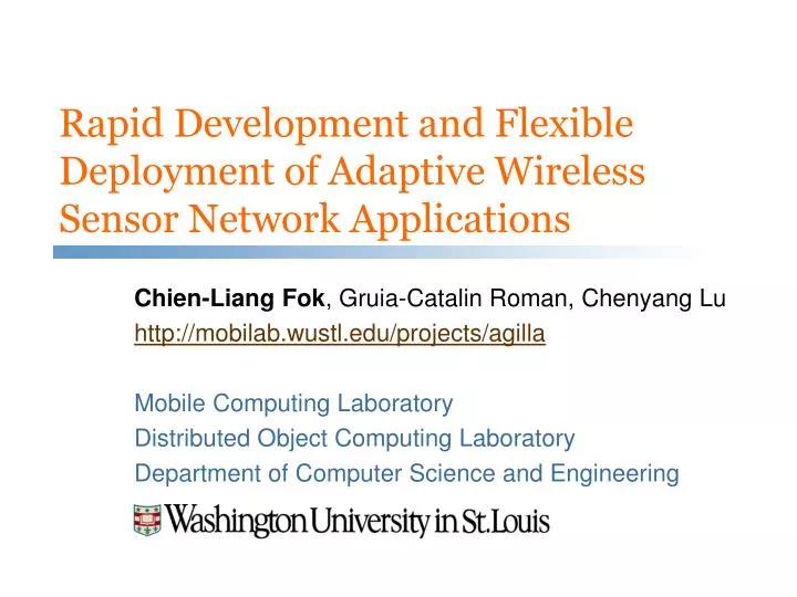 PPT - Rapid Development and Flexible Deployment of Adaptive Wireless ...