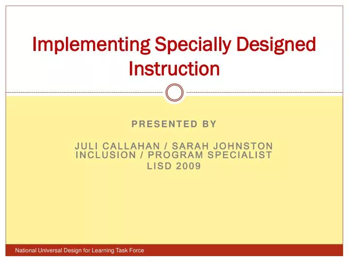 PPT - Implementing Specially Designed Instruction PowerPoint ...