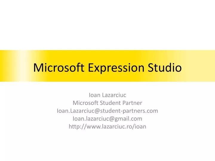 PPT - Microsoft Expression Studio PowerPoint Presentation, free ...