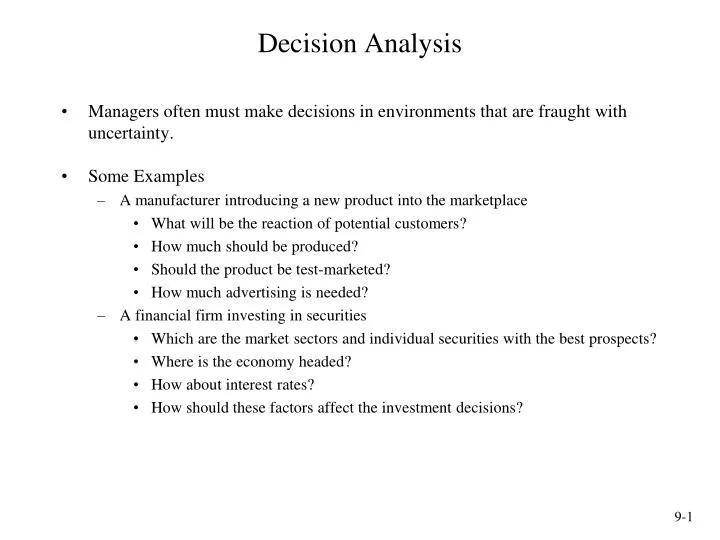 PPT - Decision Analysis PowerPoint Presentation, free download - ID:5090868