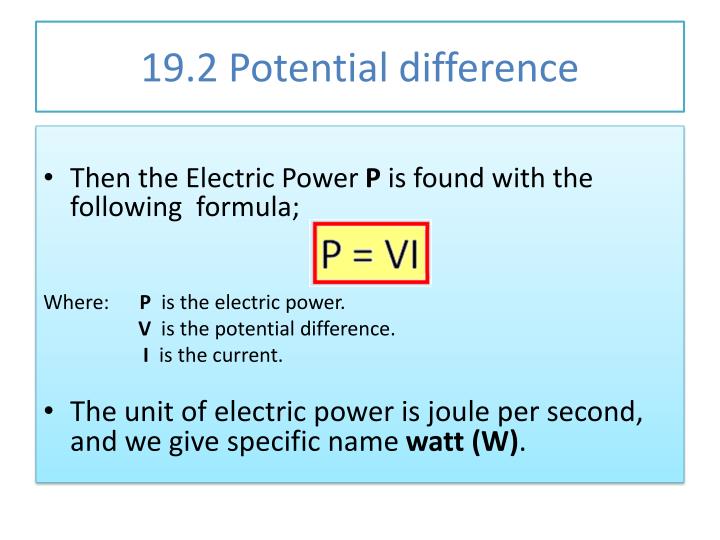 PPT - 19.2 Potential difference PowerPoint Presentation - ID:5095578