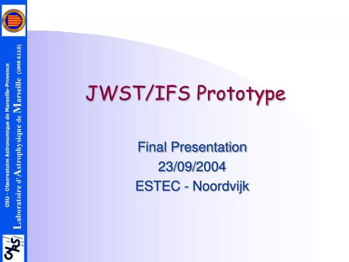 PPT - JWST/IFS Prototype PowerPoint Presentation, free download - ID ...