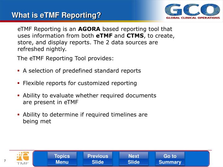 PPT - eTMF Reporting Tool 1.4 PowerPoint Presentation - ID:5097354