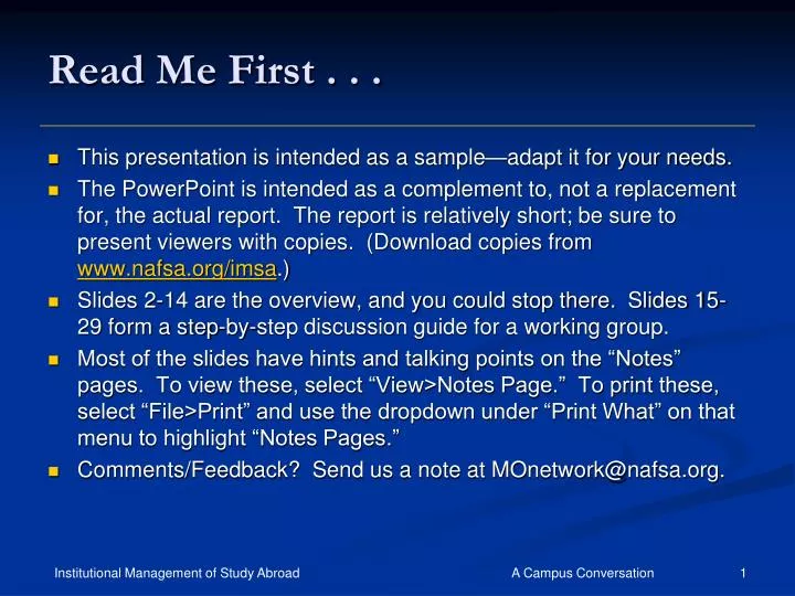 PPT - Read Me First . . . PowerPoint Presentation, free download - ID ...