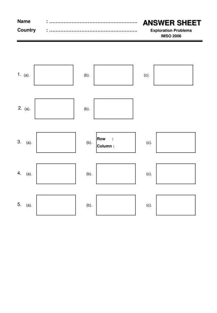 PPT - ANSWER SHEET PowerPoint Presentation, free download - ID:5098036