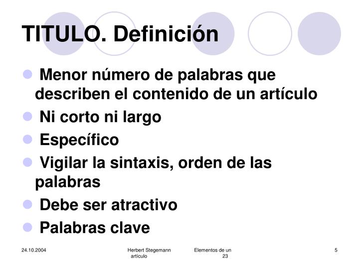 PPT - ELEMENTOS DE UN ARTÍCULO PowerPoint Presentation - ID:5098269