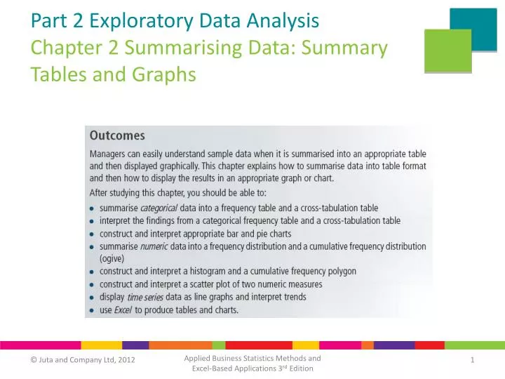 PPT - Part 2 Exploratory Data Analysis Chapter 2 Summarising Data: Summary Tables and Graphs ...