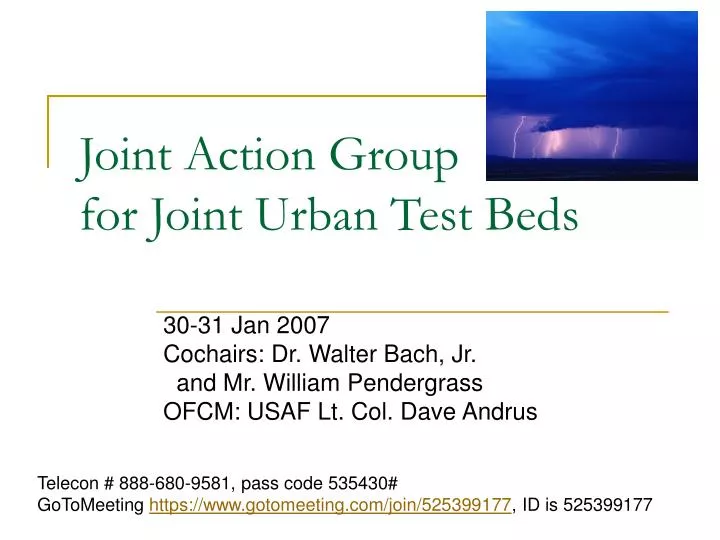 PPT - Joint Action Group for Joint Urban Test Beds PowerPoint ...