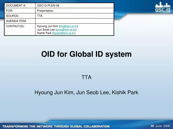 PPT - OID for Global ID system PowerPoint Presentation, free download ...