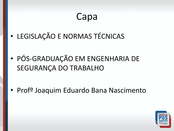 PPT - Capa PowerPoint Presentation, free download - ID:5101429