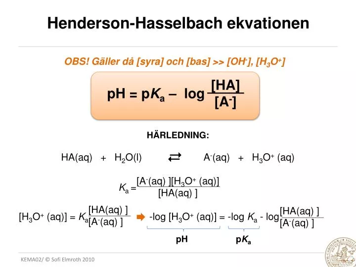 PPT - Henderson-Hasselbach ekvationen PowerPoint Presentation, free ...
