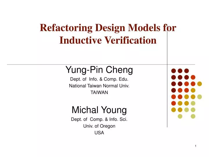 Ppt Refactoring Design Models For Inductive Verification Powerpoint 1960