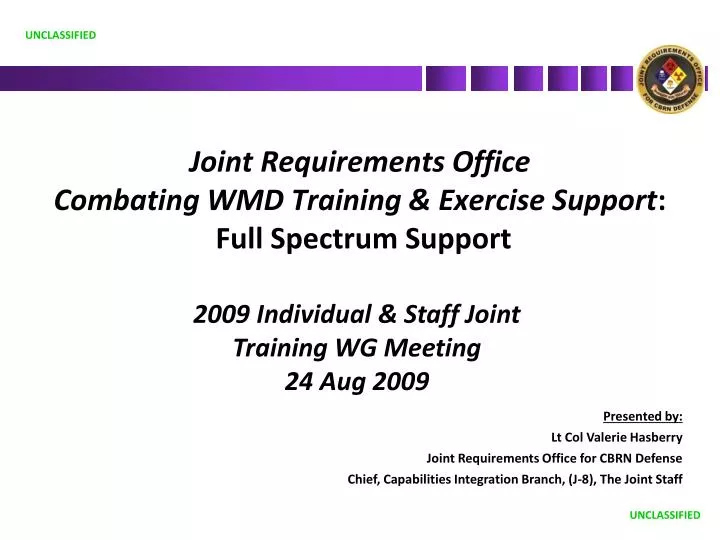 PPT - Joint Requirements Office Combating WMD Training & Exercise ...