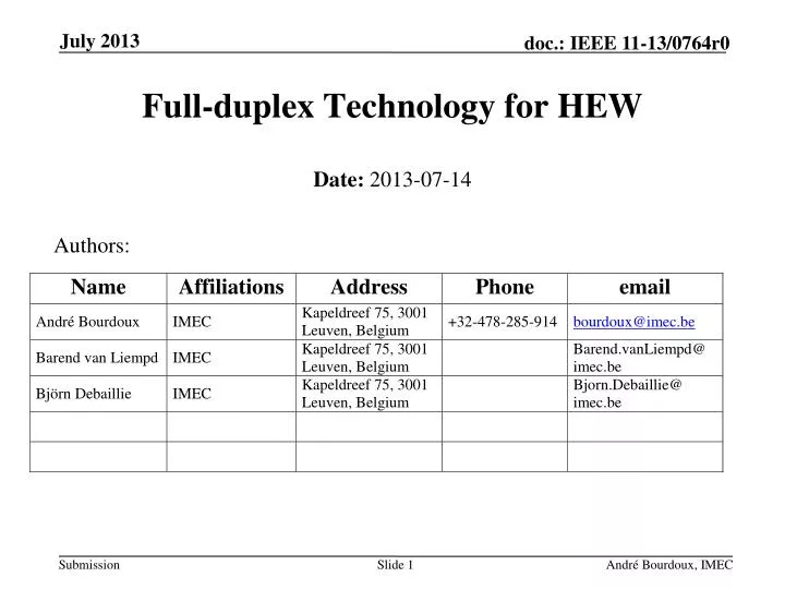 PPT - Full-duplex Technology for HEW PowerPoint Presentation, free ...