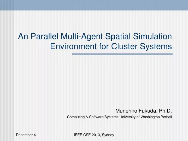 PPT - An Parallel Multi-Agent Spatial Simulation Environment for ...