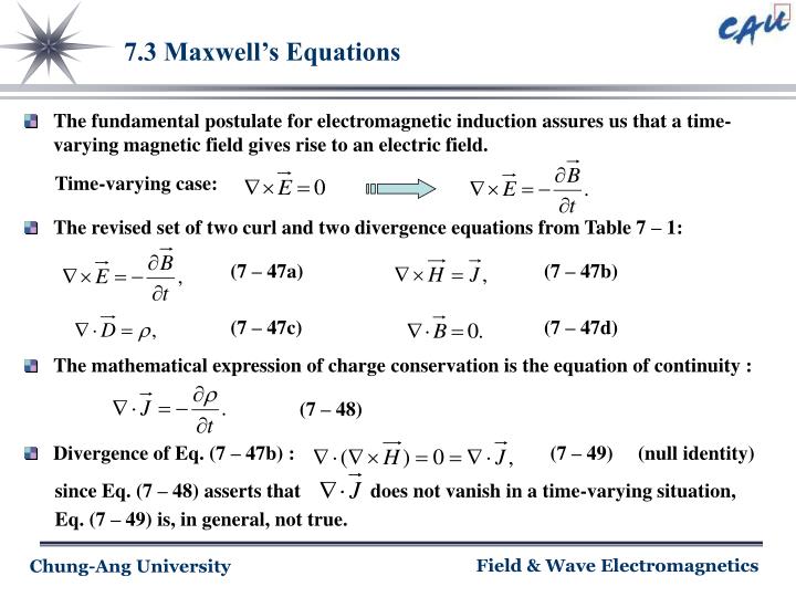 PPT - CH 7. Time-Varying Fields and Maxwell’s Equations PowerPoint ...
