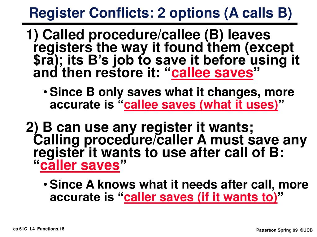 PPT - CS61C Functions, Procedures in C/Assembly Language Lecture 4 ...