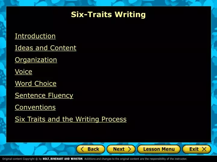 PPT - Six-Traits Writing PowerPoint Presentation, free download - ID ...