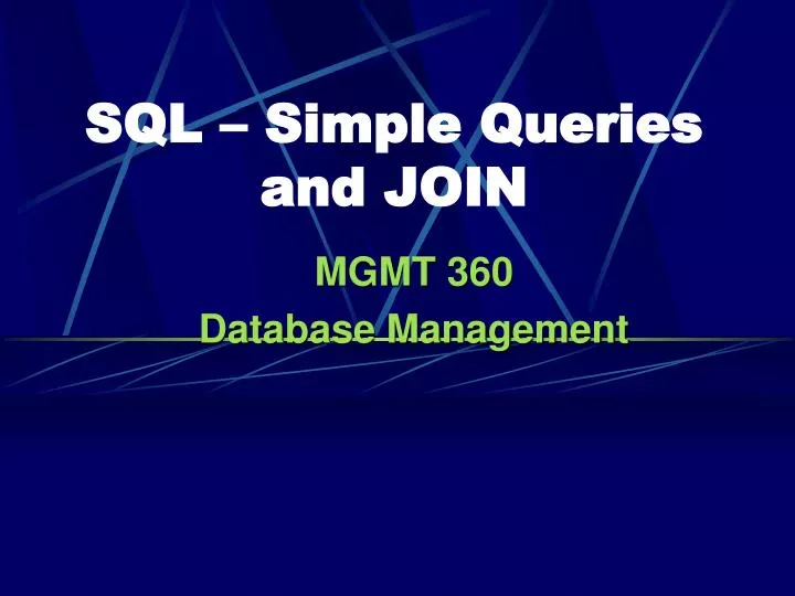 PPT - SQL – Simple Queries and JOIN PowerPoint Presentation, free ...