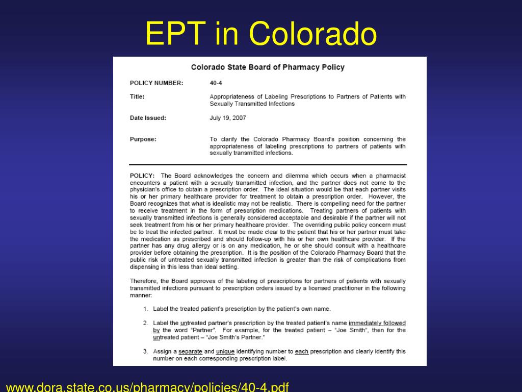 PPT - Expedited Partner Therapy The Colorado Experience PowerPoint ...
