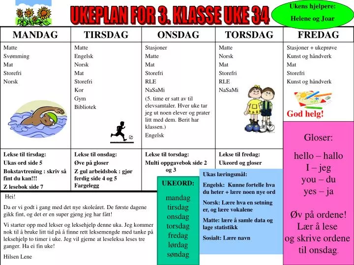 PPT - UKEPLAN FOR 3. KLASSE UKE 34 PowerPoint Presentation, free ...
