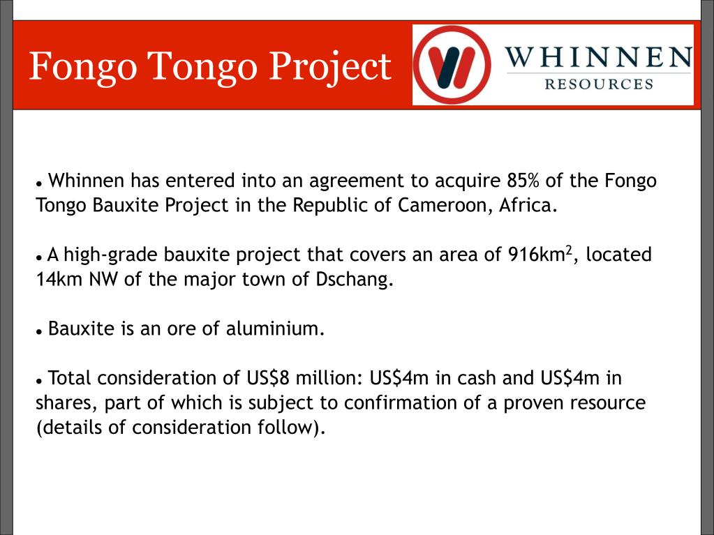 PPT - INVESTOR PRESENTATION Fongo Tongo Project Acquisition & Company ...
