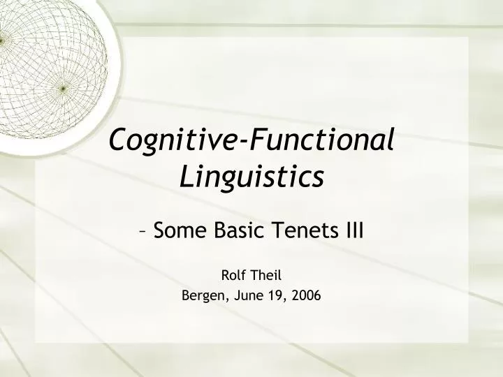 Ppt Cognitive Functional Linguistics Powerpoint Presentation Free