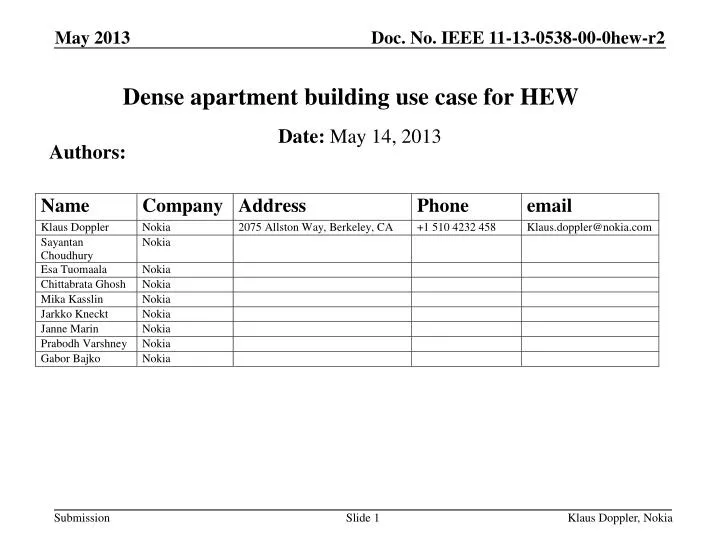 PPT - Dense apartment building use case for HEW PowerPoint Presentation ...