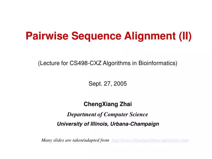 Ppt Pairwise Sequence Alignment Ii Powerpoint Presentation Free Download Id5120718 
