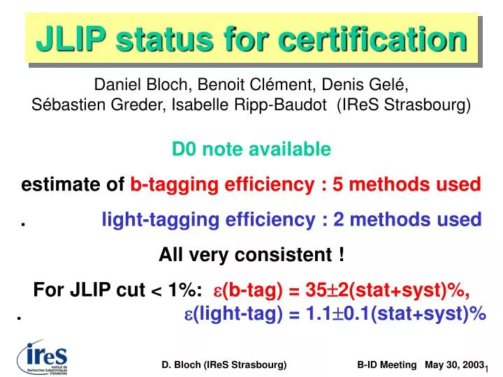 PPT - JLIP status for certification PowerPoint Presentation, free ...