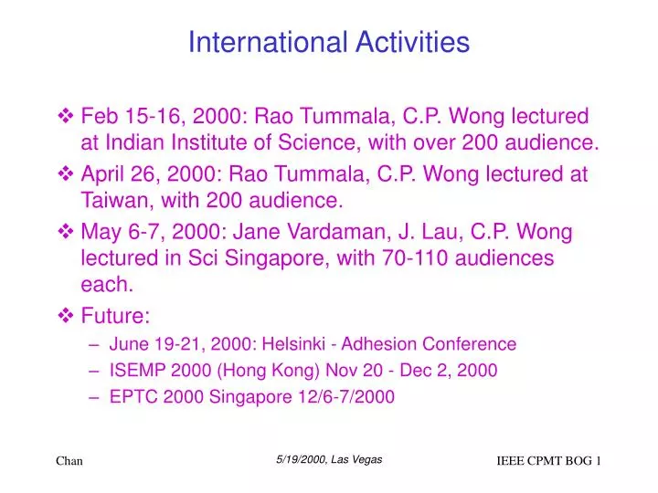 PPT - International Activities PowerPoint Presentation, free download ...