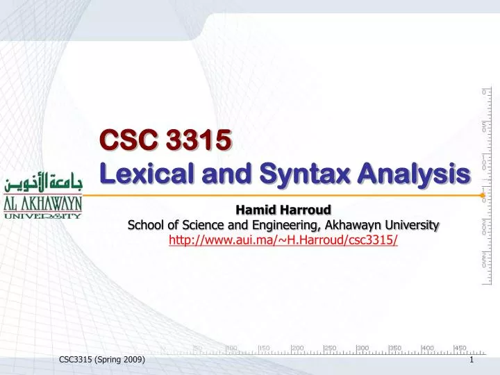 PPT - CSC 3315 Lexical and Syntax Analysis PowerPoint Presentation ...